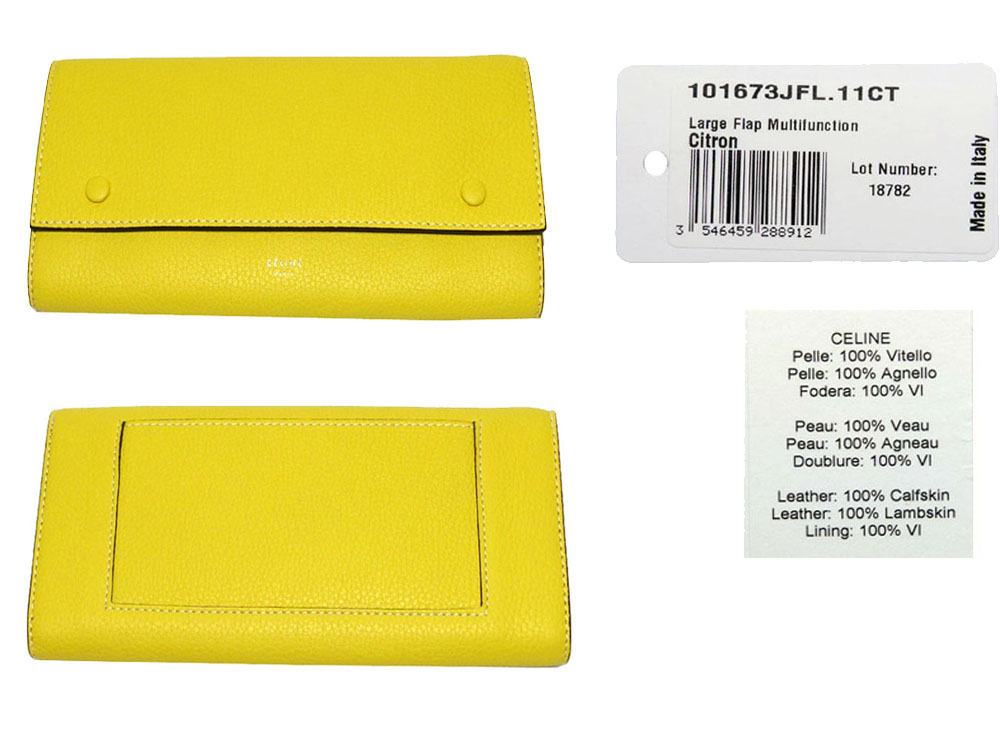 Celine Yellow Soft Calf Flap 16 cards Long Wallet - The Attic Place