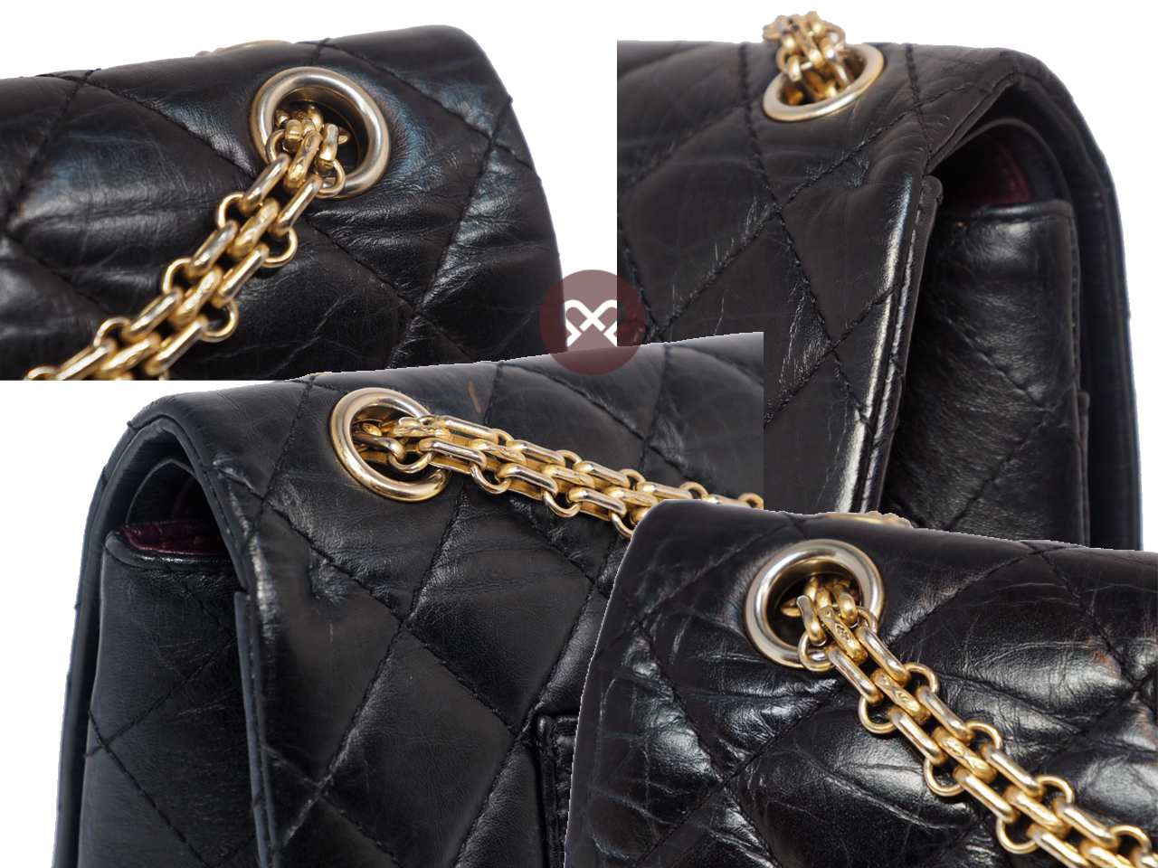 Chanel 25153464 Black Reissue Large 2.55 Handbag 28cm Brass Gold ...
