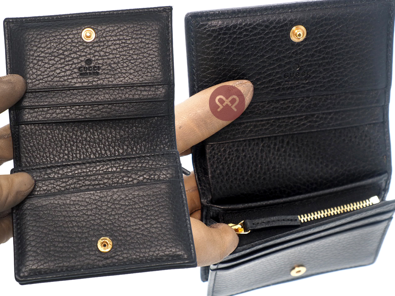 Gucci 456126 Black GG Flap Leather Card Case Wallet - The Attic Place