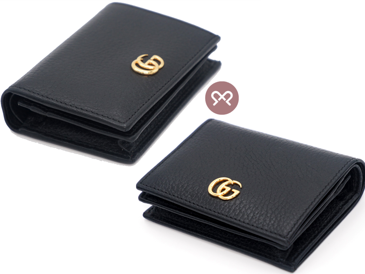 Gucci 456126 Black GG Flap Leather Card Case Wallet - The Attic Place