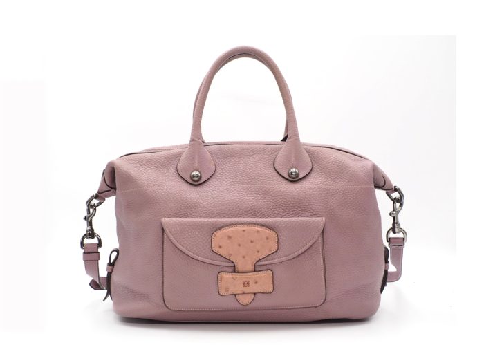 Loewe Lilac/ Purple May Bag Ostrich Front Flap Pocket Large Tote ...