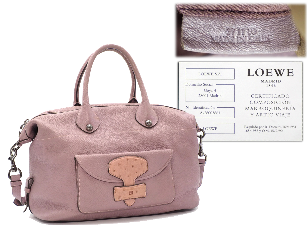 Loewe Lilac/ Purple May Bag Ostrich Front Flap Pocket Large Tote ...
