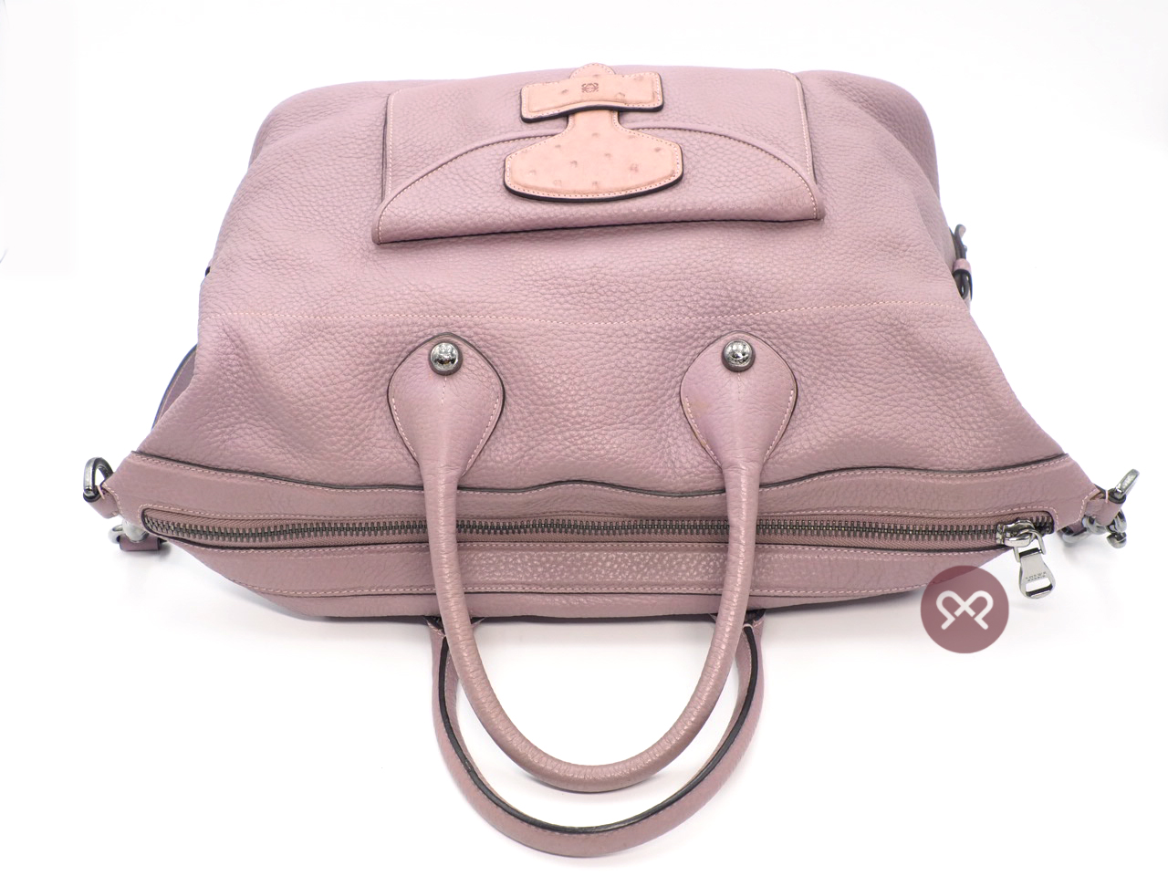 Loewe Lilac/ Purple May Bag Ostrich Front Flap Pocket Large Tote ...