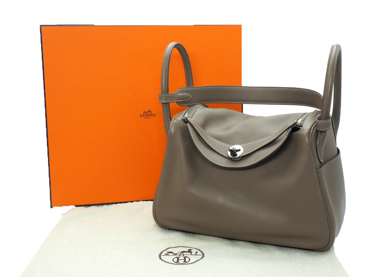 Hermes Lindy 30 Etoupe Swift Leather R Stamp Palladium Hardware -Year ...
